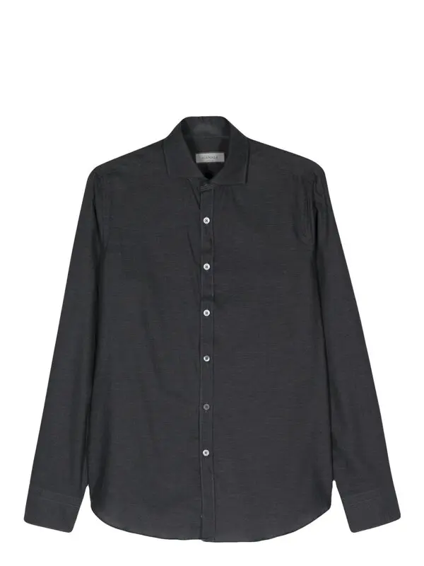 Canali Cutaway-collar Cotton Shirt - Grey