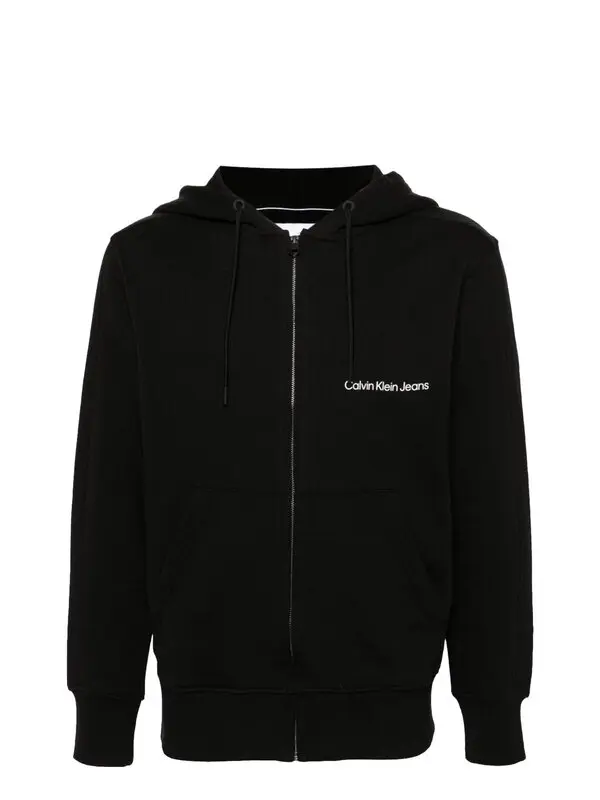 Calvin Klein Logo-print Zipped Hoodie - Black
