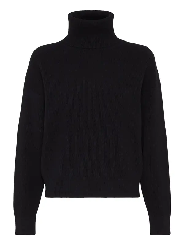 Brunello Cucinelli Roll-neck Ribbed Jumper - Black
