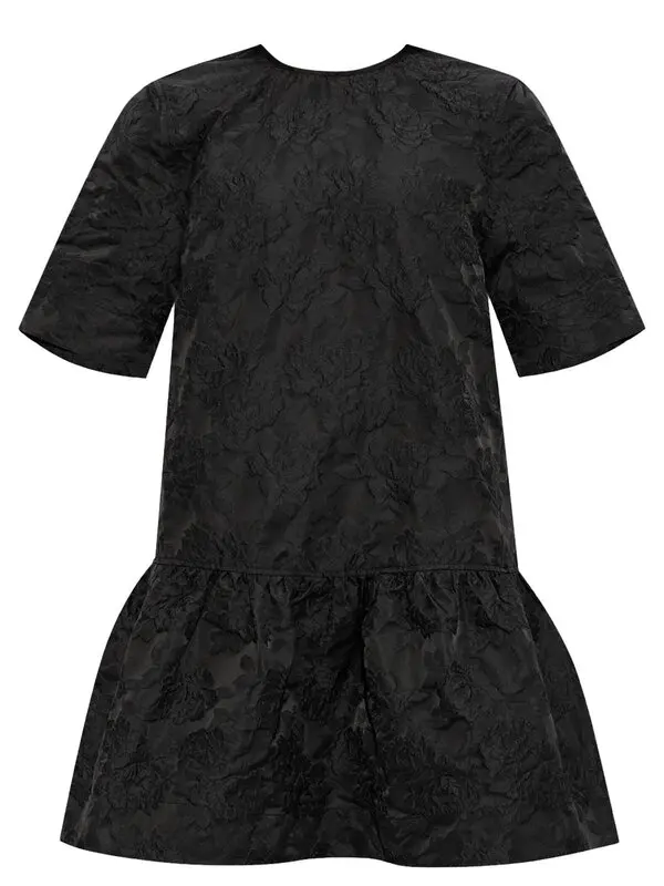 GANNI Botanical Jacquard Mini Dress - Black