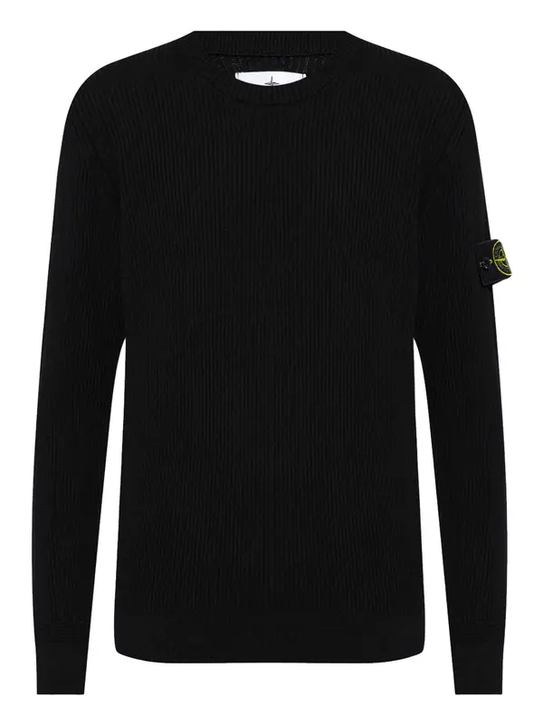 Stone Island Compass-motif Wool Jumper - Black