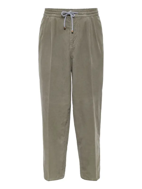 Brunello Cucinelli Drawstring Corduroy Trousers - Green
