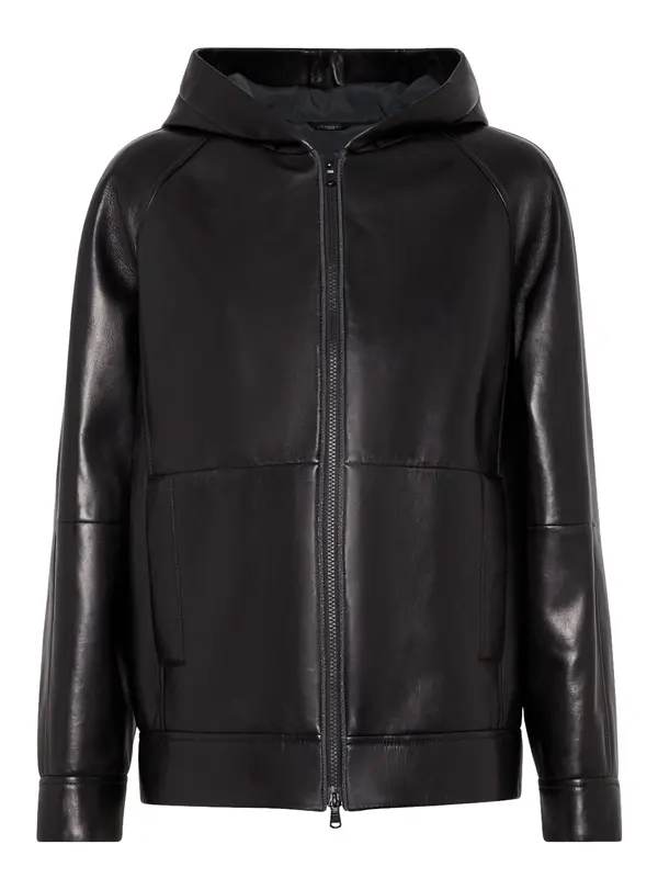 Brunello Cucinelli Hooded Leather Jacket - Black