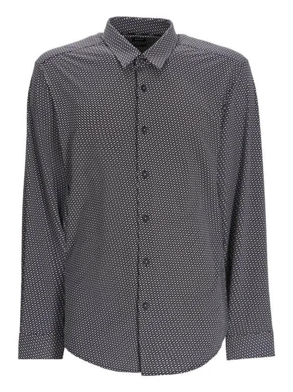 BOSS Geometric-print Long-sleeve Shirt - Black