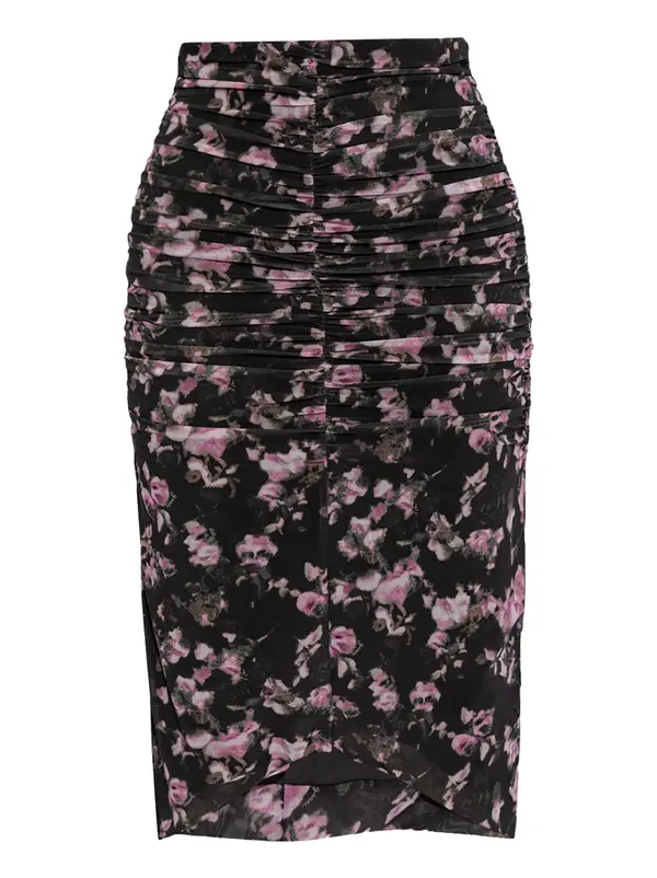 GANNI Floral-print Pencil Skirt - Black