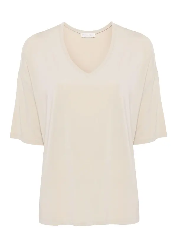 LE TRICOT PERUGIA V-neck T-shirt - Neutrals