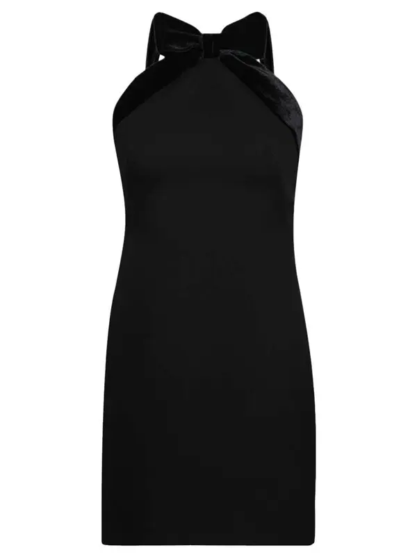 Miu Miu Velvet-trim Low-back Mini Dress - Black