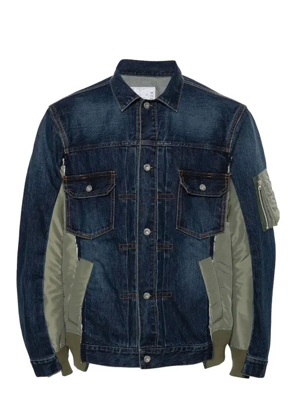 Sacai Patchwork Denim Jacket - Blue