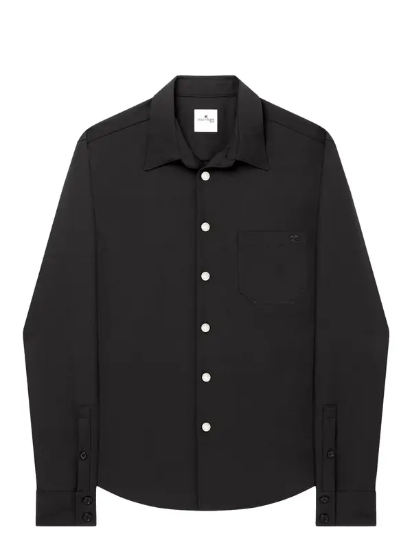 COURREGES Logo-appliqué Twill Oversized Shirt - Black
