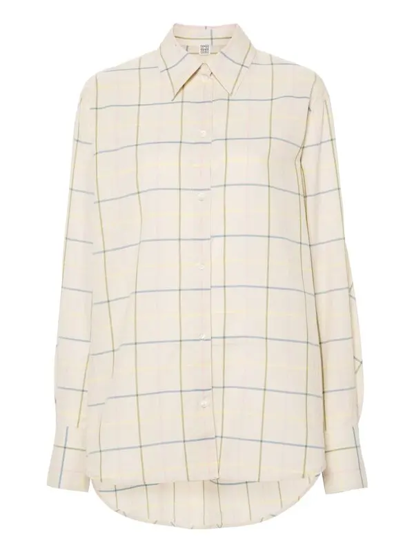 TOTEME Windowpane Print Poplin Shirt - Neutrals