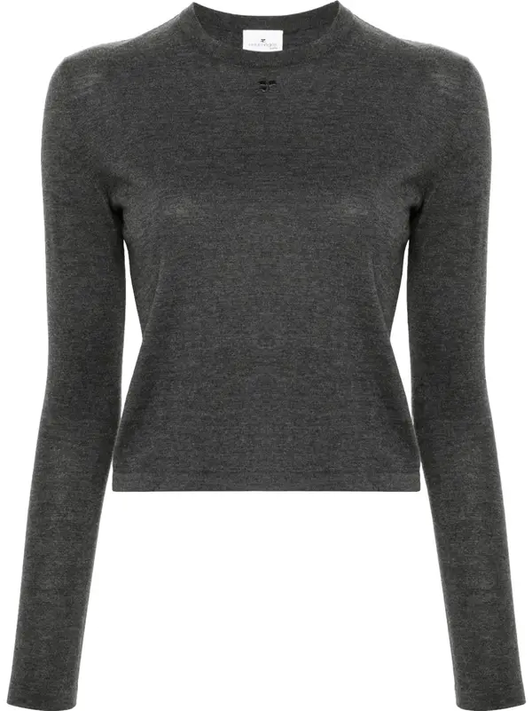 COURREGES Logo-embroidered Ribbed Sweater - Grey