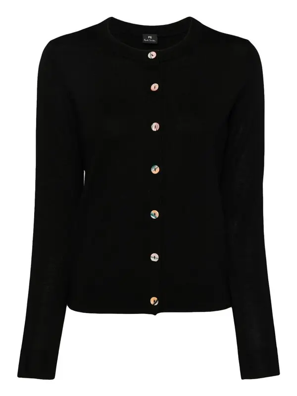 Paul Smith Ribbed-edge Wool Cardigan - Black