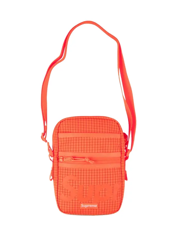 Supreme Logo-print Grid-pattern Shoulder Bag - Orange