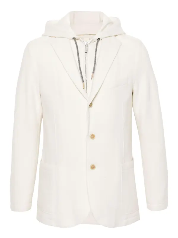 Eleventy Single-breasted Hooded Blazer - Neutrals