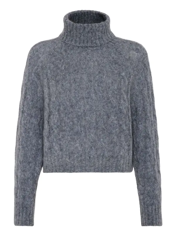 Brunello Cucinelli Roll-neck Cable-knit Jumper - Blue