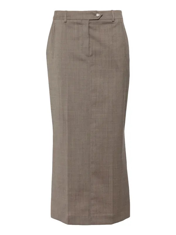 BOSS Tailored Virgin Wool Pencil Skirt - Brown