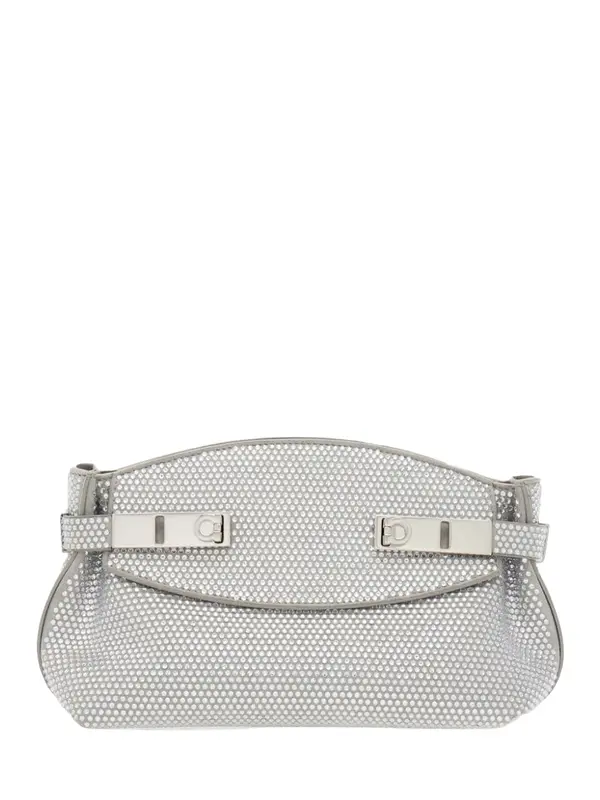 FERRAGAMO Hug Crystal-embellished Clutch - Grey