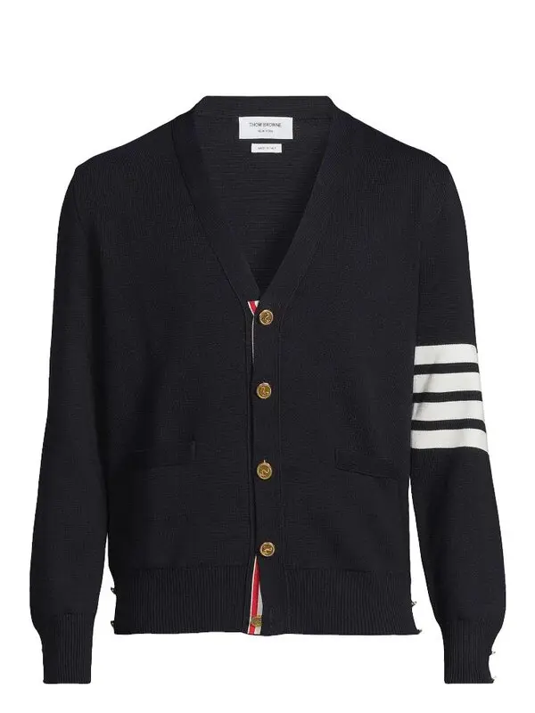 Thom Browne Milano 4-bar Cotton Cardigan - Navy