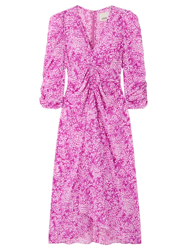 Isabel Marant Albini Printed Stretch-silk Dress - Pink