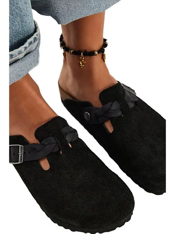 BIRKENSTOCK Boston Braid Clogs - Black Suede