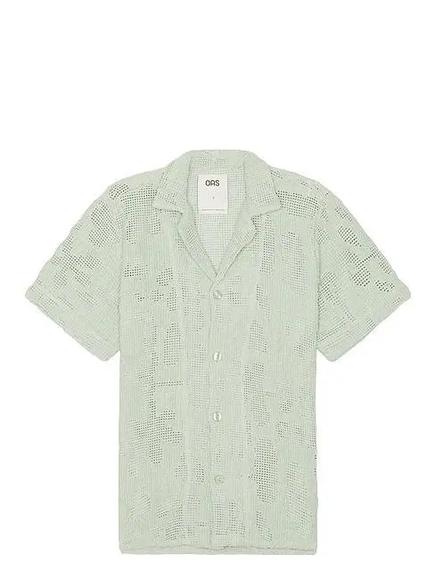 Oas Galbanum Cuba Crochet Shirt In Green - Sage