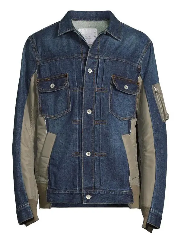 Sacai Denim Mixed-media Jacket - Blue