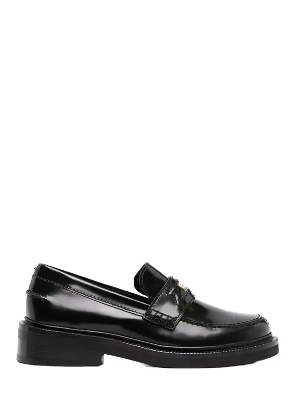 Maje Clover-detail Leather Loafers - Black