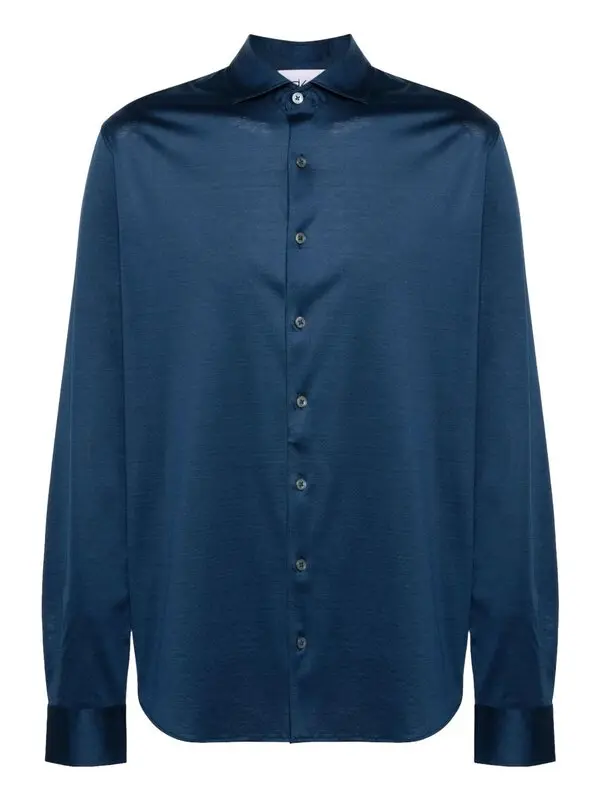 D4.0 Classic-collar Cotton Shirt - Blue