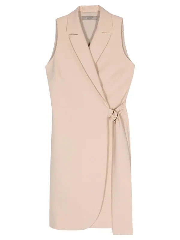 D.exterior Crepe Wrap Midi Dress - Neutrals