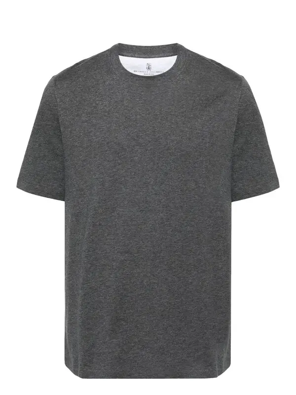 Brunello Cucinelli Mélange-effect Cotton T-shirt - Grey