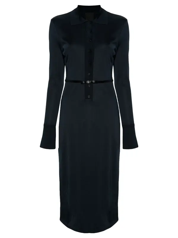 Givenchy Belted Polo-collar Midi Dress - Blue