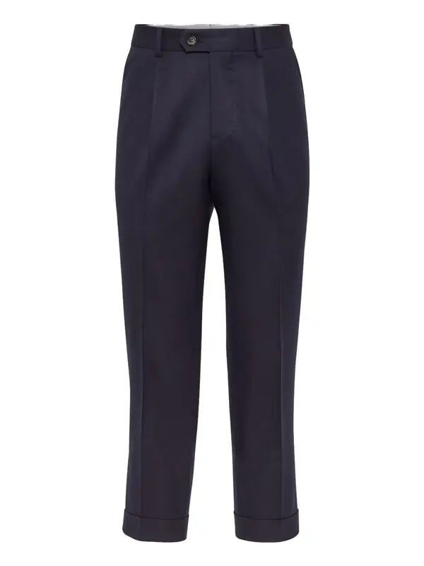 Brunello Cucinelli Cotton Tapered Trousers - Blue