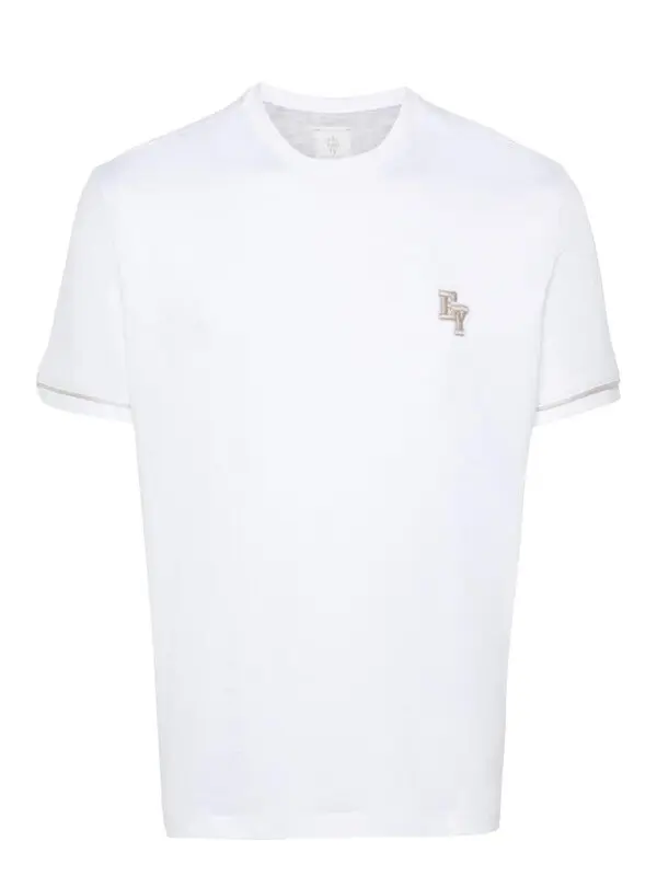 Eleventy Logo-embroidered Cotton T-shirt - White