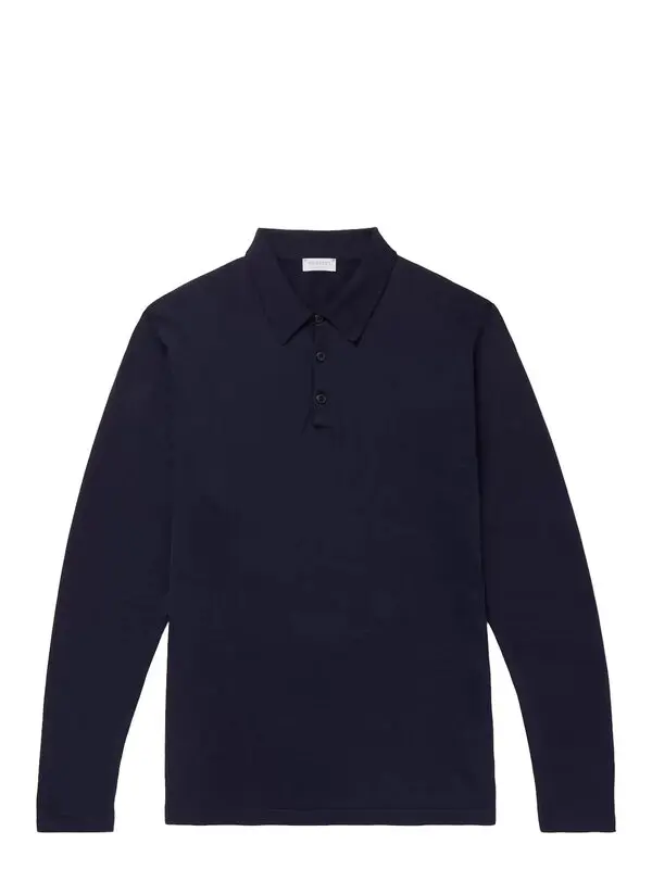 Sunspel Sea Island Cotton-jersey Polo Shirt - Blue