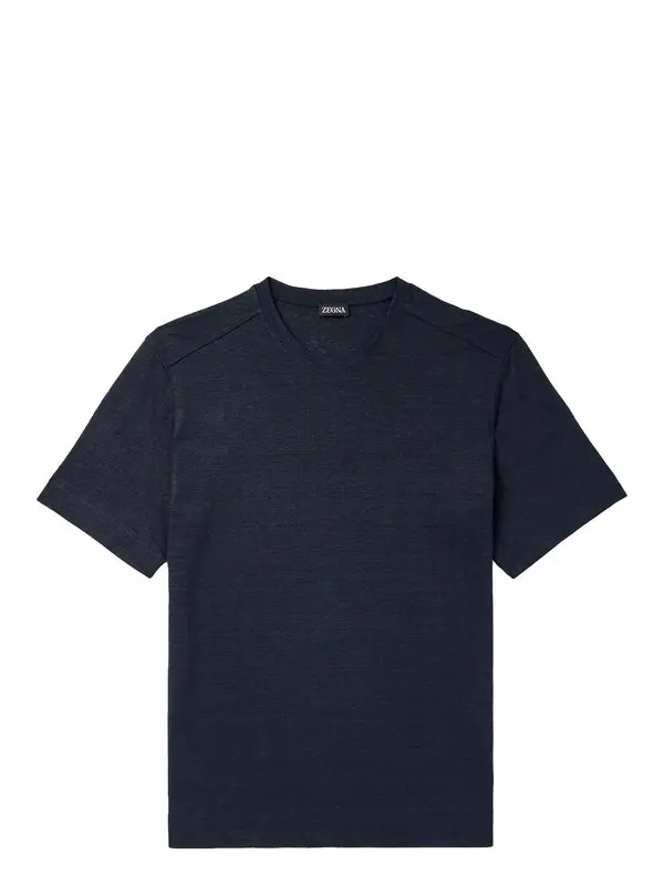 Zegna Linen-jersey T-shirt - Blue