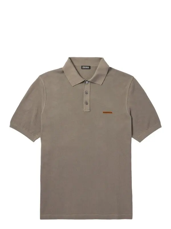 Zegna Slim-fit Cotton-piqué Polo Shirt - Brown