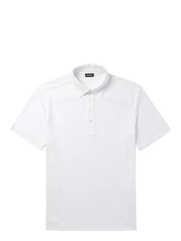 Zegna Slim-fit Linen Polo Shirt - White