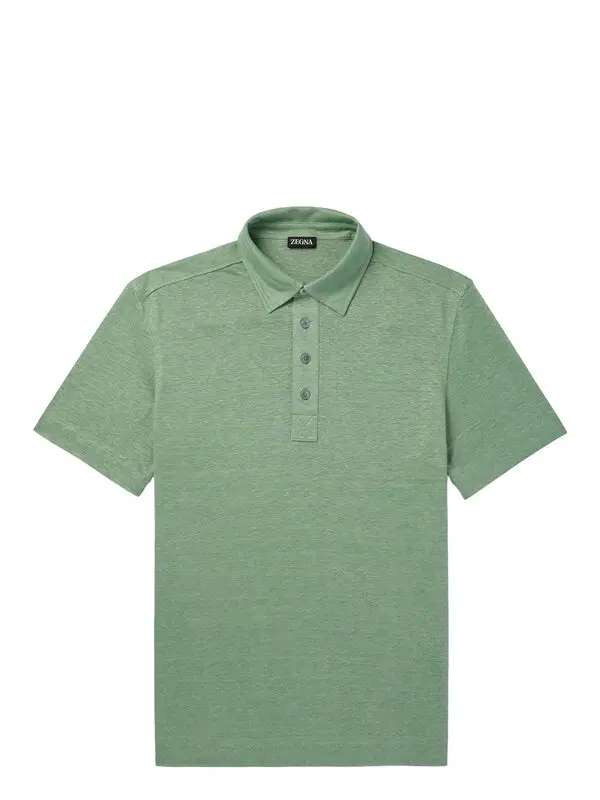 Zegna Slim-fit Linen Polo Shirt - Green