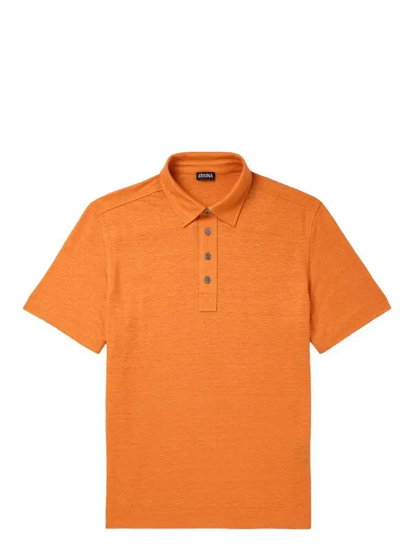 Zegna Slim-fit Linen Polo Shirt - Orange