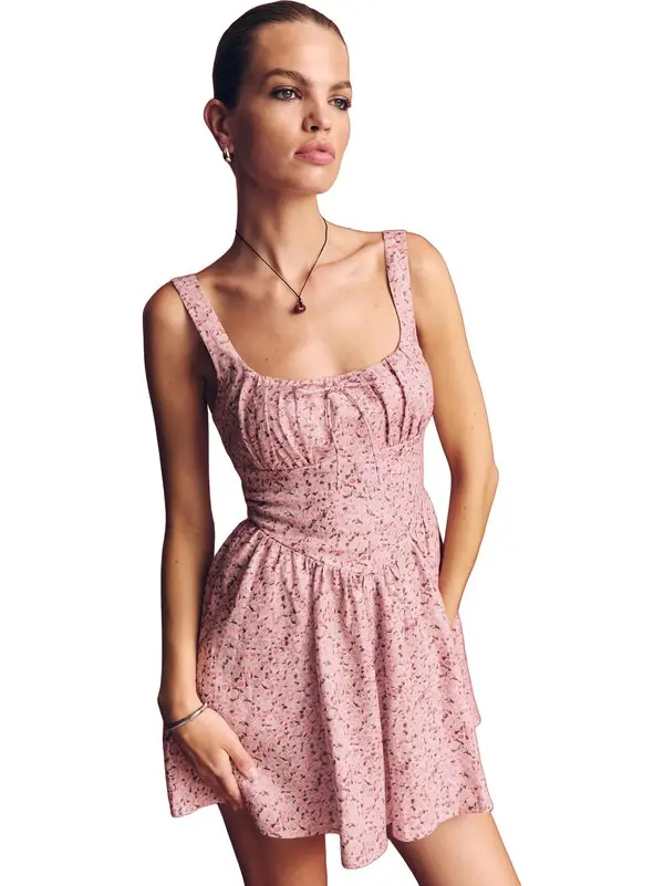 REFORMATION Daria Linen Dress - Pink