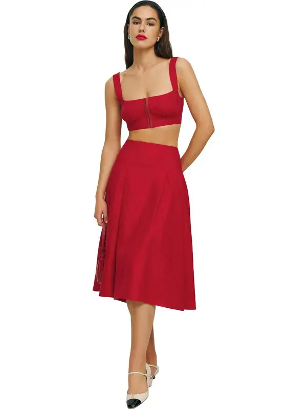 REFORMATION Santana Linen Two Piece - Red