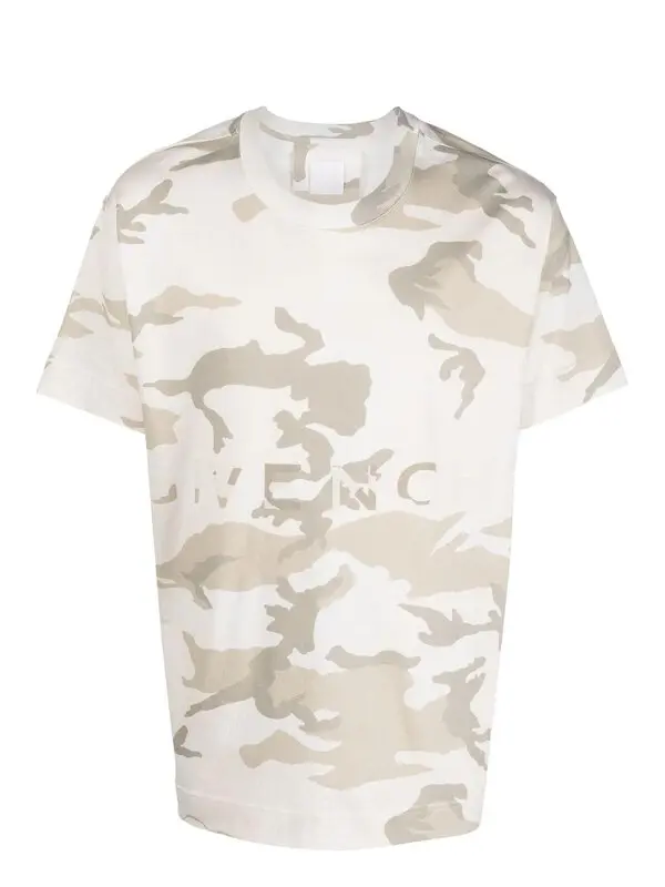 Givenchy Camouflage-print Cotton T-shirt - Neutrals