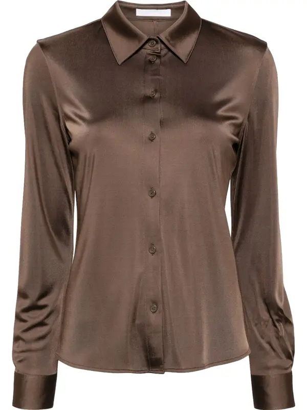 Helmut Lang Satin Button-up Shirt - Brown
