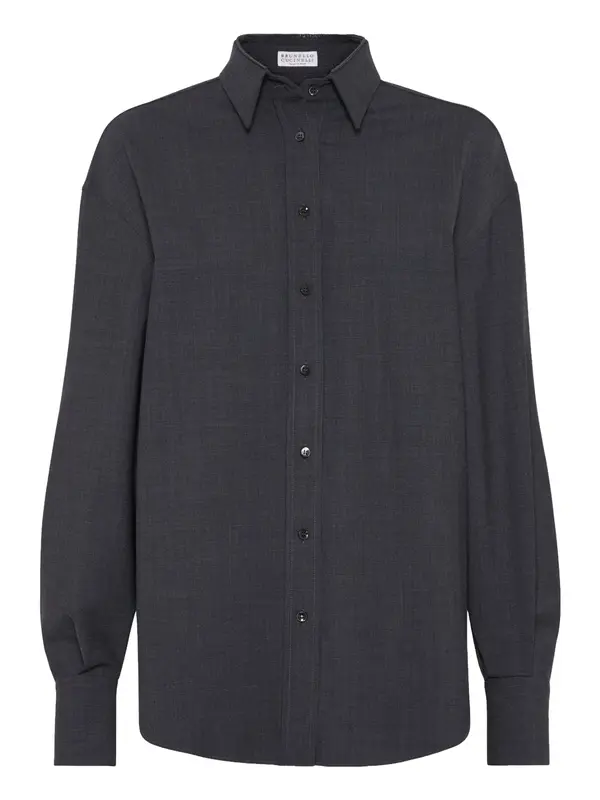Brunello Cucinelli Long-sleeve Shirt With Monili Detail - Grey