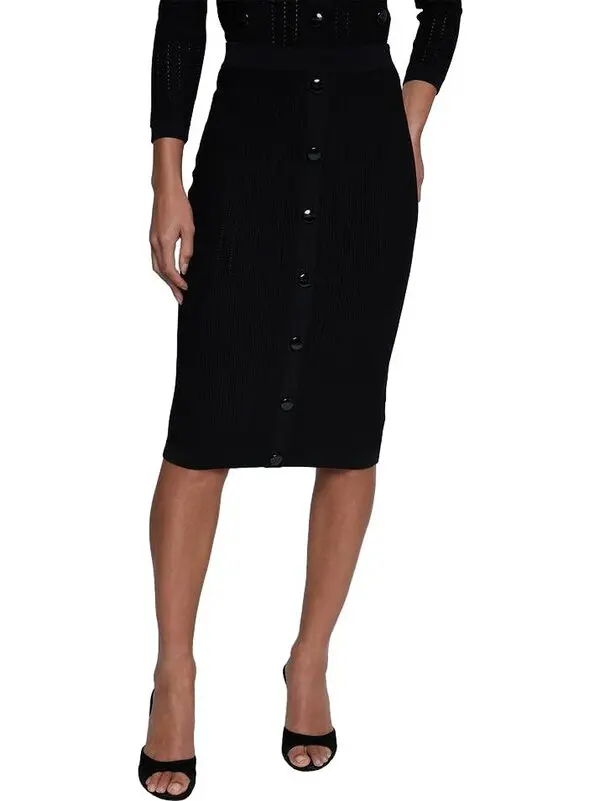 L'Agence Melania Pointelle Sweater Skirt - Black