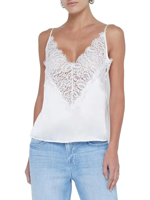 L'Agence Priya Lace Silk Camisole - White