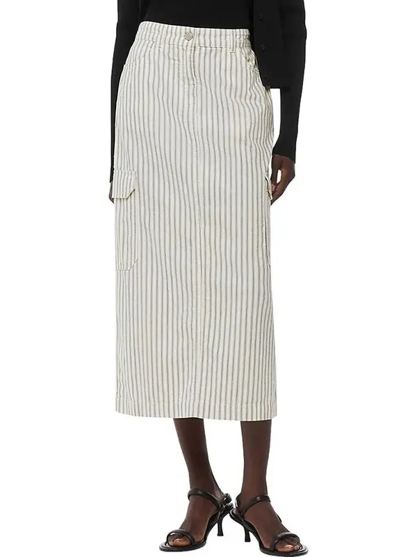 Whistles Stripe Cargo Midi Skirt - White/multi