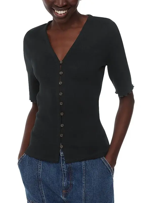 Whistles Button Front Top - Black