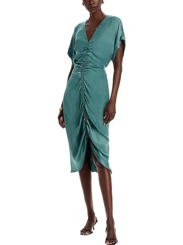 Steve Madden Aimee Ruched Midi Dress - Dusty Teal