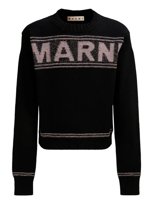 Marni Logo-intarsia Virgin Wool Jumper - Black